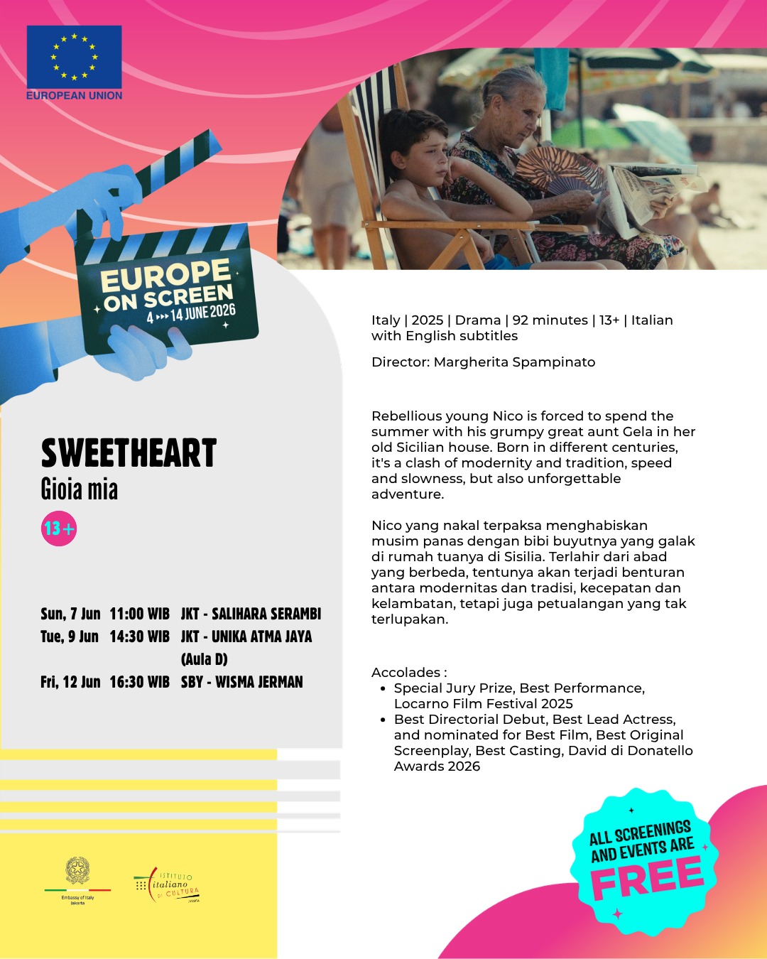 Europe on Screen 2026 – Sweetheart / Gioia mia di Margherita Spampinato ...